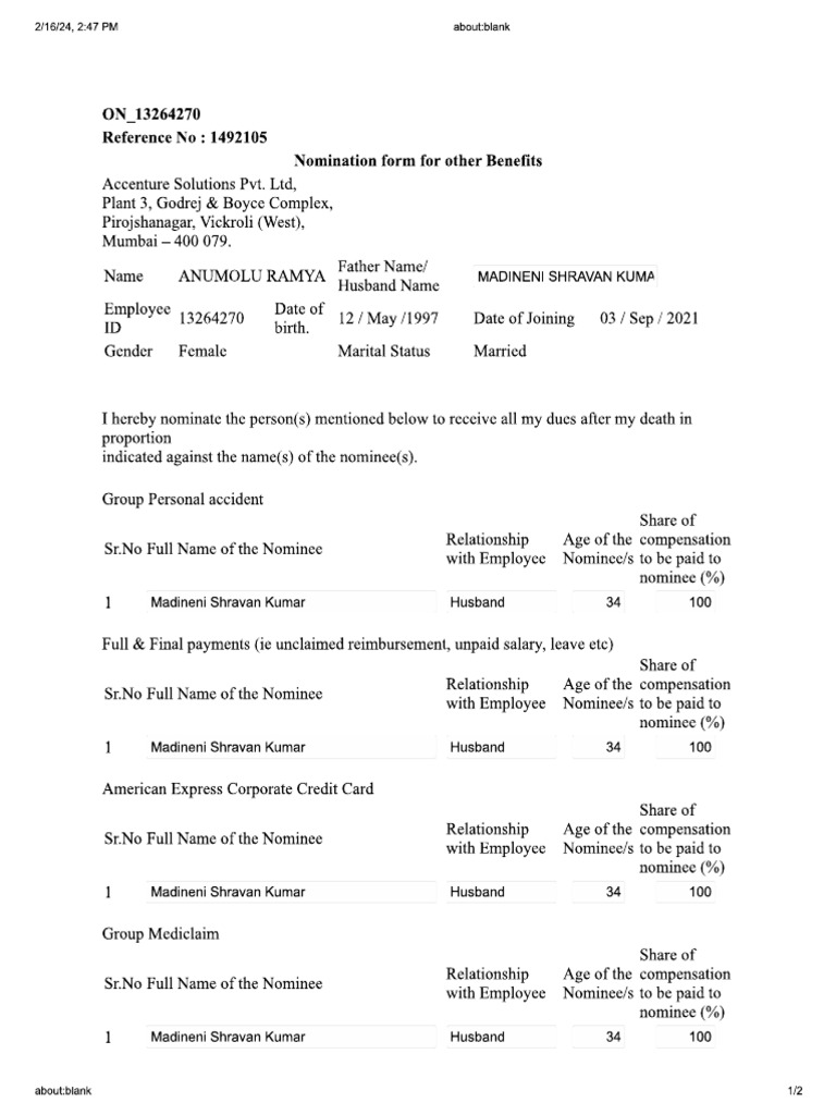 Nomination Form | PDF