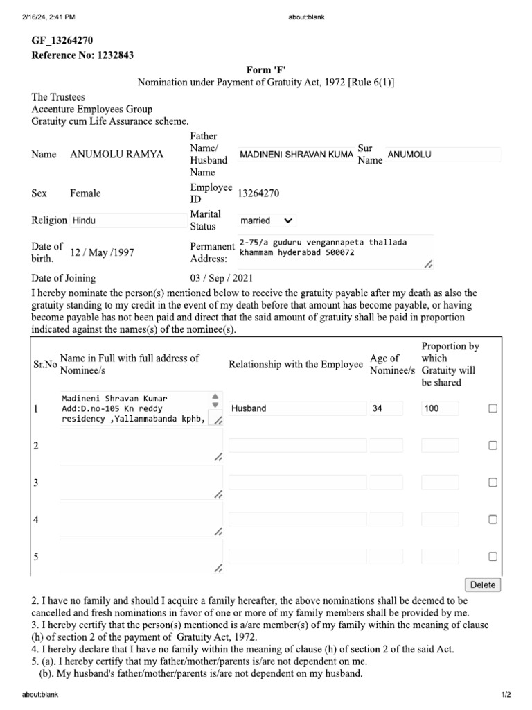 GF Declaration | PDF