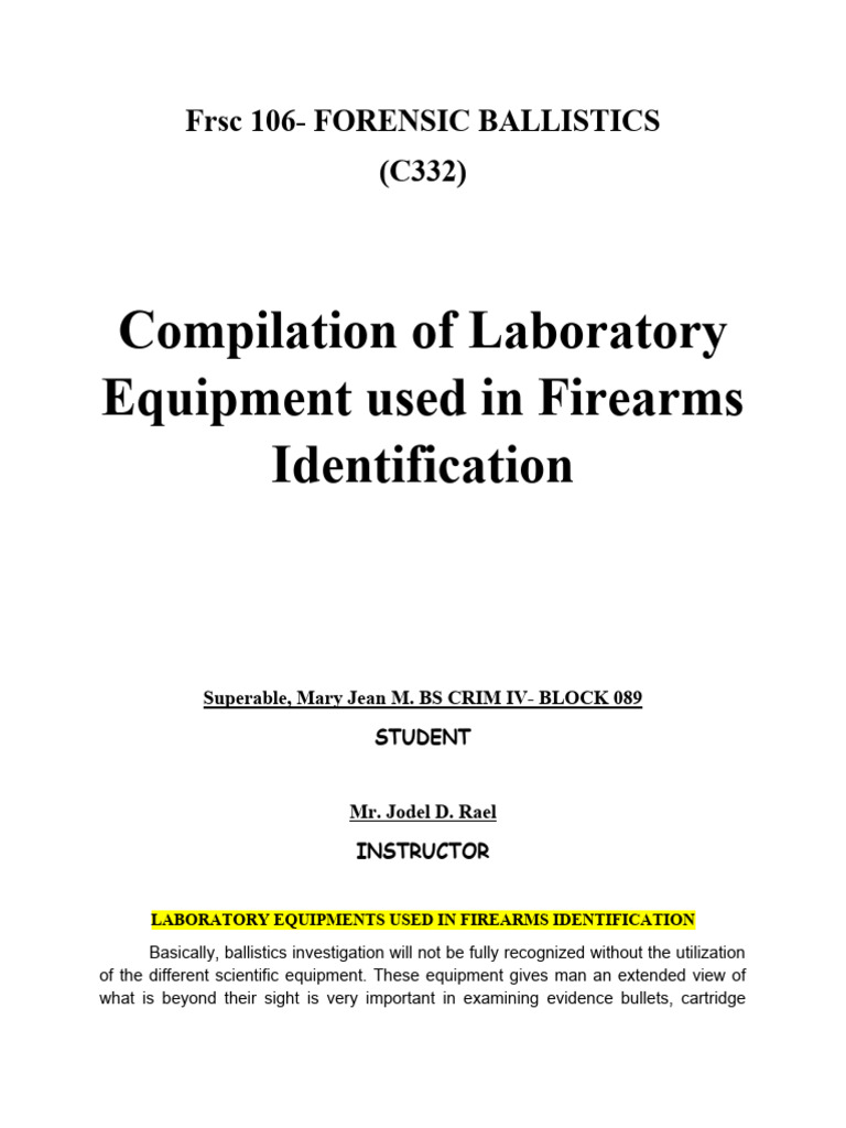 Forensic Ballistics Lab Equipment Guide | PDF | Gun Barrel | Bullet