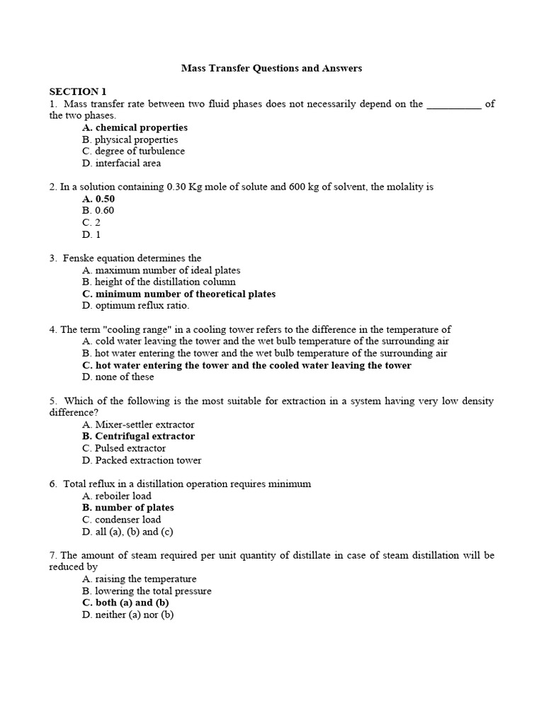 Chemical Engineering Exam Prep | PDF | Distillation | Humidity