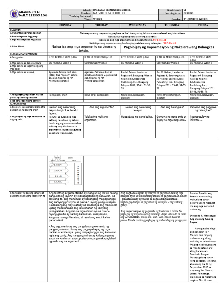 DLL - Filipino 6 - Q3 - W3 Mvcredo | PDF