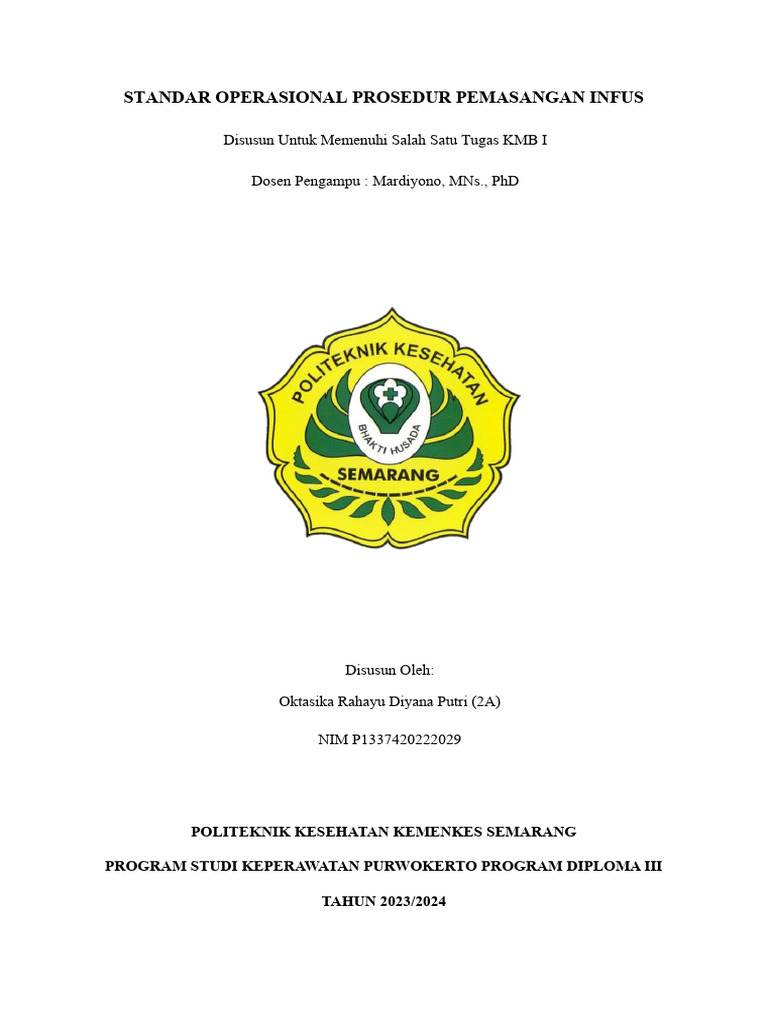 Standar Operasional Prosedur Infus | PDF