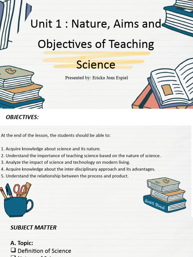 Unit 1: Nature, Aims and Objectives of Teaching Science | PDF | Science ...