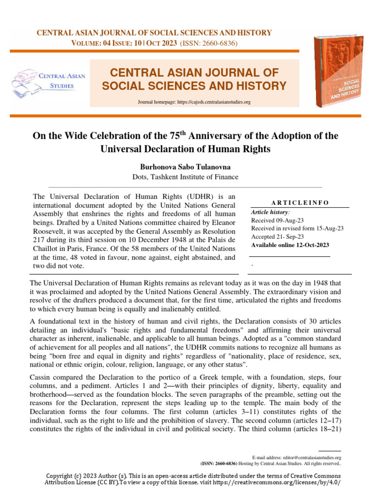 On The Wide Celebration of The 75th Anniversary of The Adoption of The ...