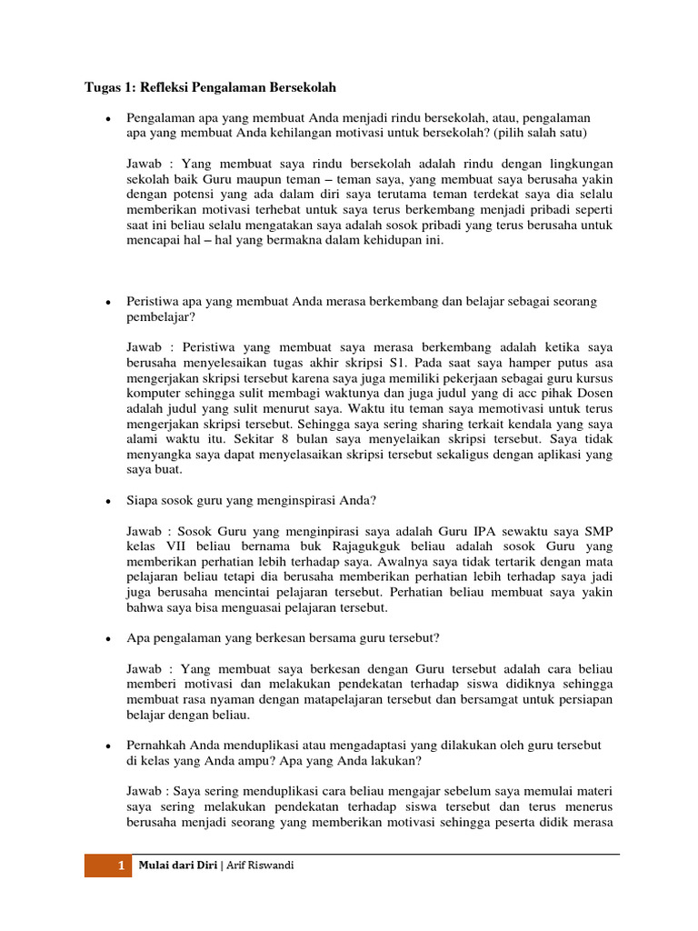 Tugas Mulai Dari Diri Filisofi Pendidikan Indonesia | PDF | Karier ...