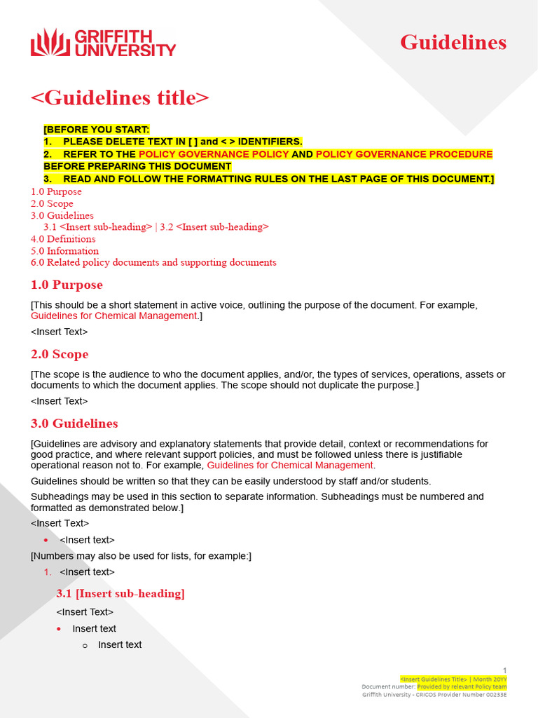 Guidelines-template | PDF | Scope (Computer Science) | Policy