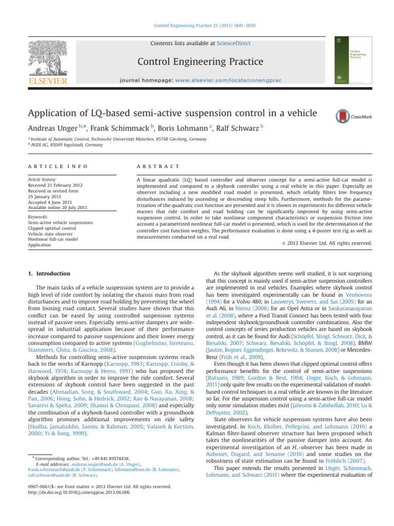 LQ-based CEP-2013 Roadmodel | PDF | Kalman Filter | Mathematical Optimization