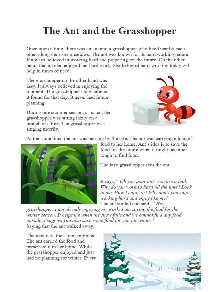 Ant and Grasshopper: A Moral Tale | PDF