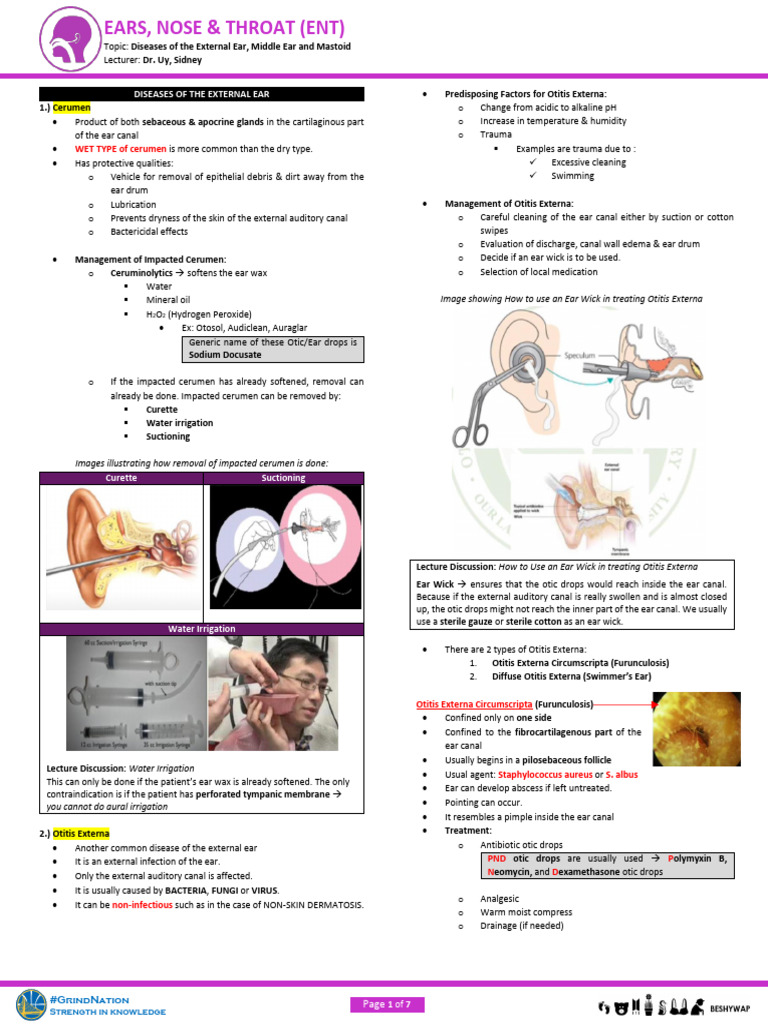 ENT - Diseases of The External Ear, Middle Ear and Mastoid | PDF | Ear ...