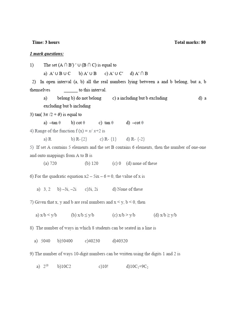Cbse Class 11 QP | PDF | Geometric Shapes | Elementary Geometry