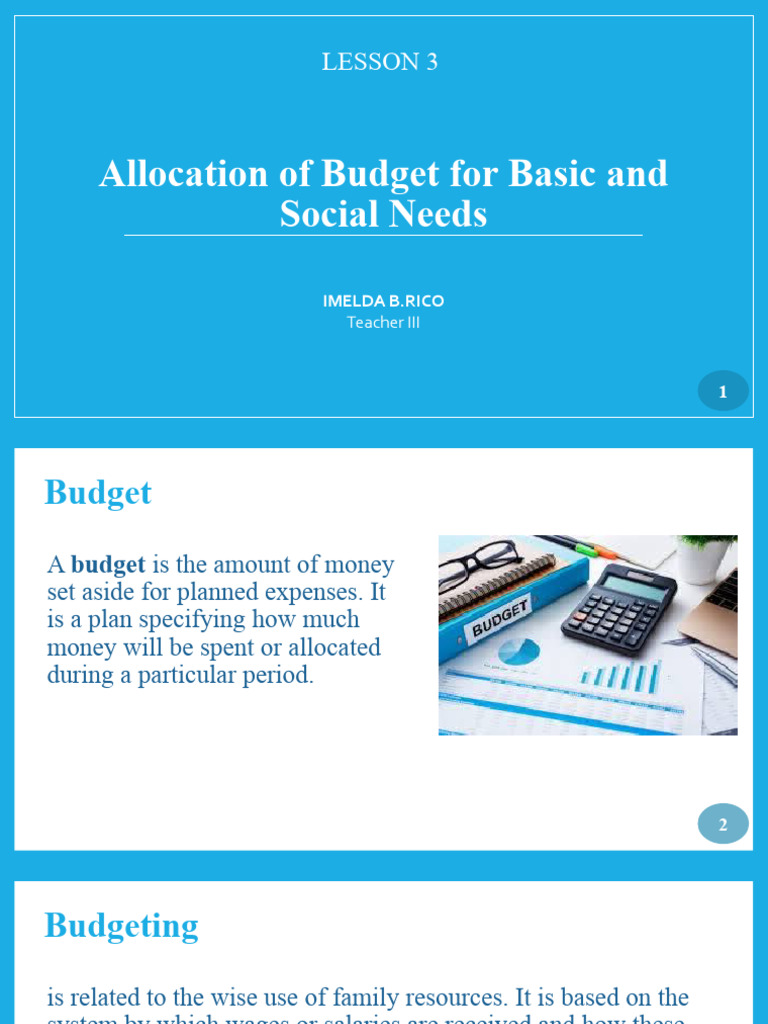 HE LESSON 3 Allocation of Budget For Basic and Social Needs | PDF | Income | Energy Conservation