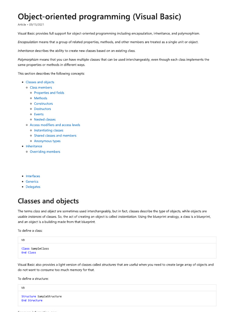 Class in Visual Basic | PDF