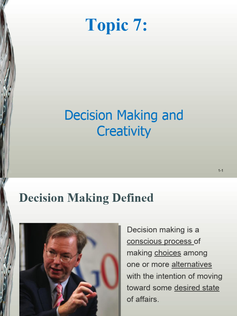 Topic 7 Decision Making and Creativity | PDF | Creativity | Decision Making