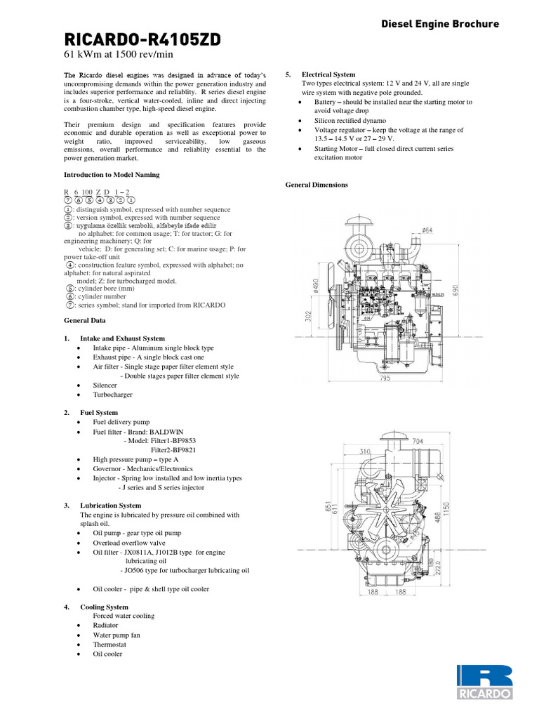 R4105ZD 61kWm | PDF | Diesel Engine | Engines