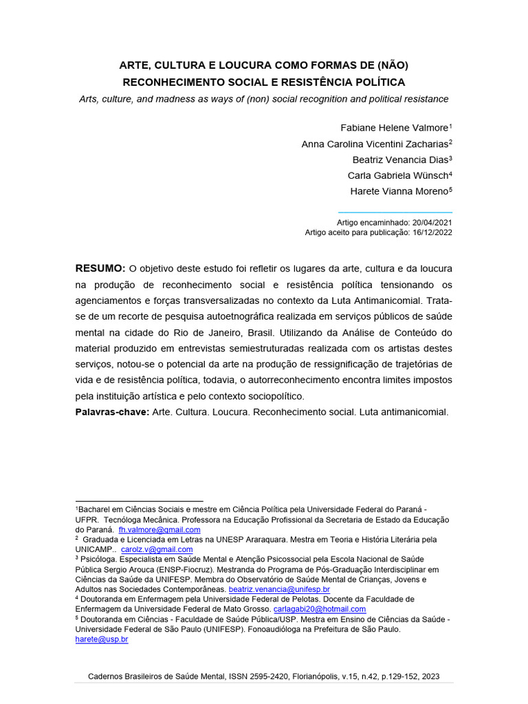 Arte e Loucura: Reconhecimento e Resistência | PDF | Saúde mental