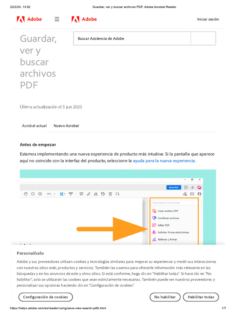 Guardar, Ver y Buscar Archivos PDF, Adobe Acrobat Reader | PDF | Cookie ...