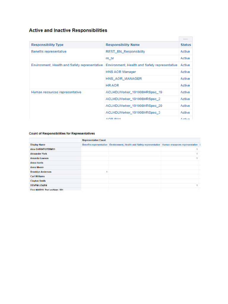 Sample OTBI AoR Reports - Screenshots | PDF