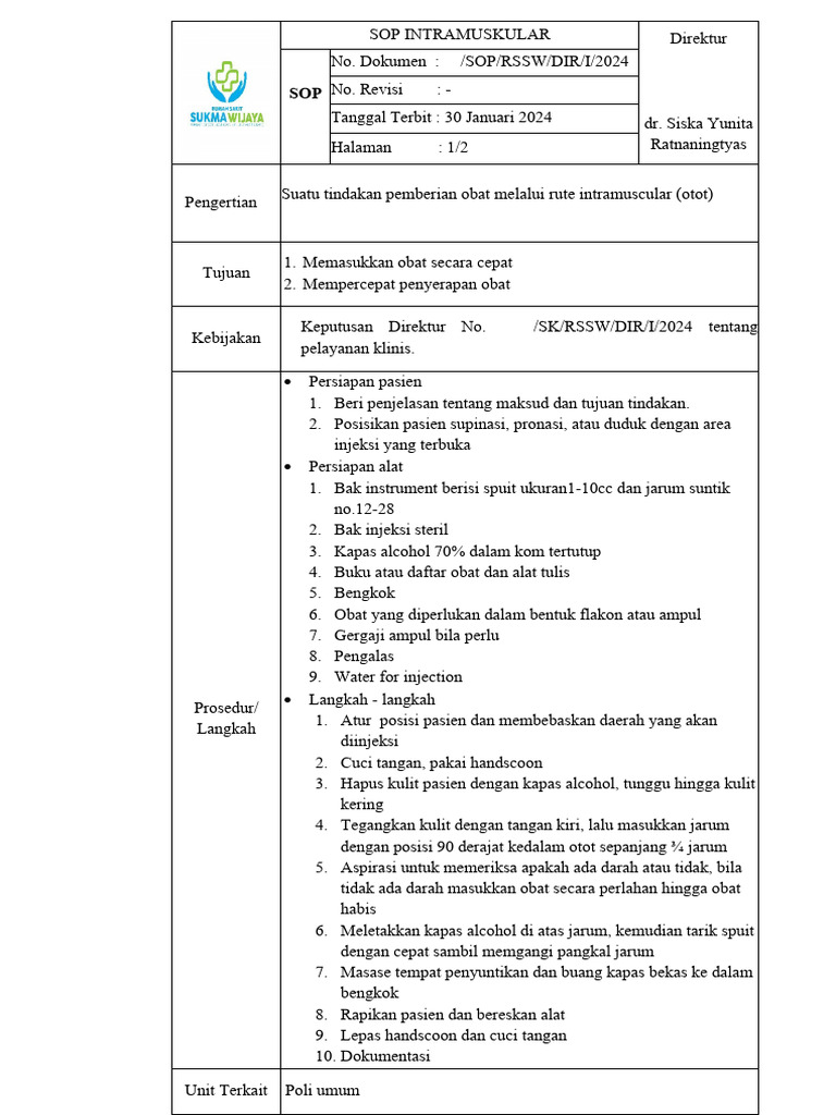 Sop Intramuskular | PDF | Sains & Matematika