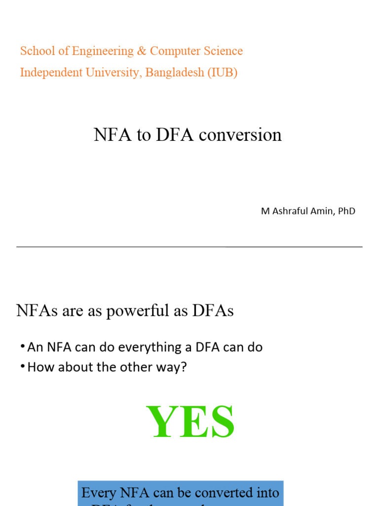 Automata Lecture 05 NFAtoDFA | PDF | Applied Linguistics | Computing Automata Lecture 05 NFAtoDFA | PDF | Applied Linguistics | Computing
