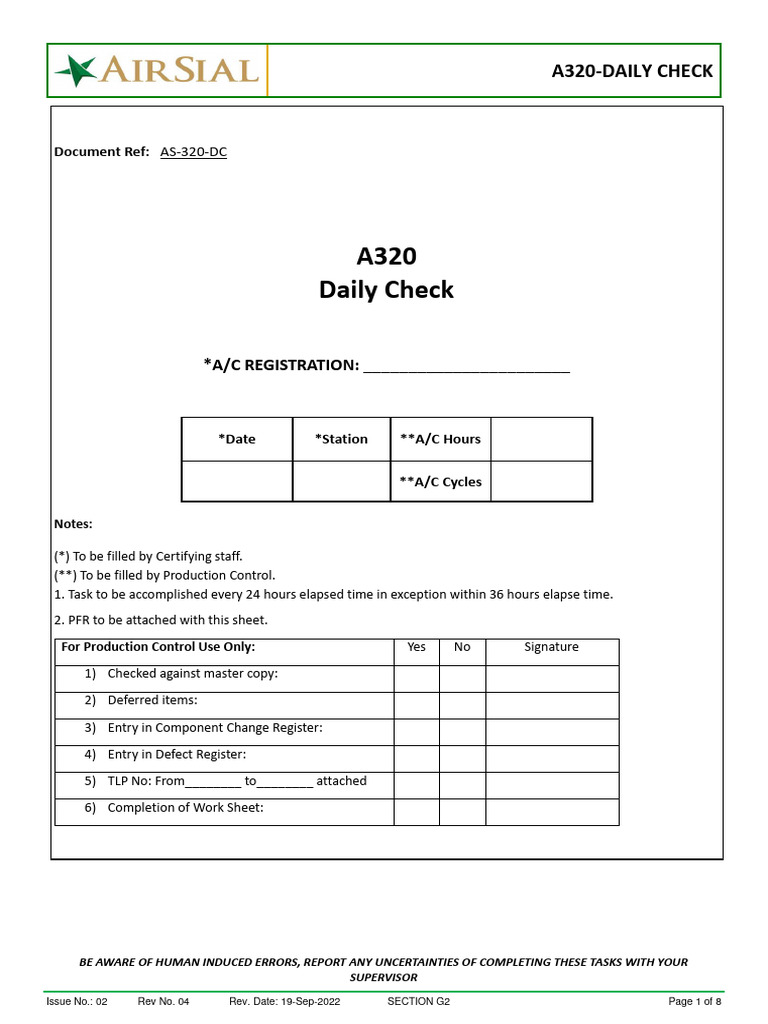 A320 Daily Maintenance Check Procedures | PDF | Vehicles | Aircraft