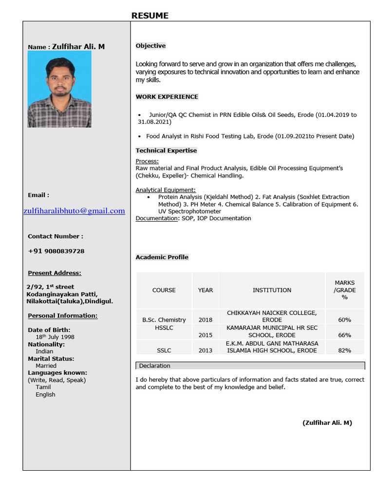 My Resume NKT | PDF | Chemistry | Physical Sciences