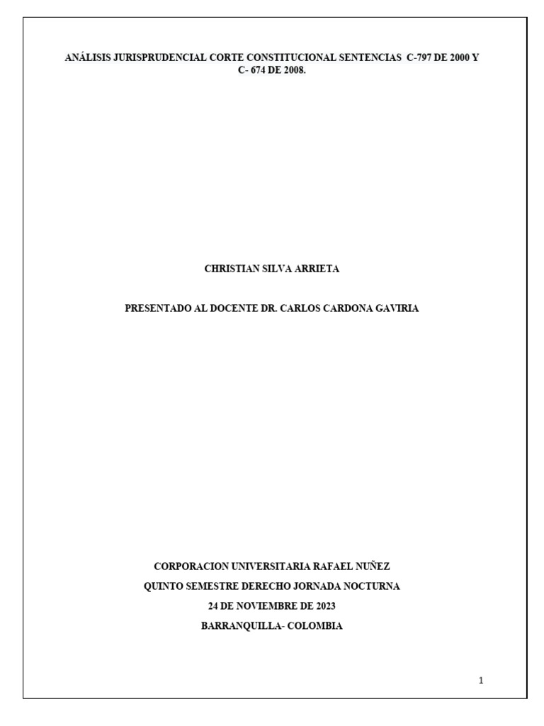 Analisis Sentencia C797 de 2000 | PDF | Democracia | Ideologías políticas