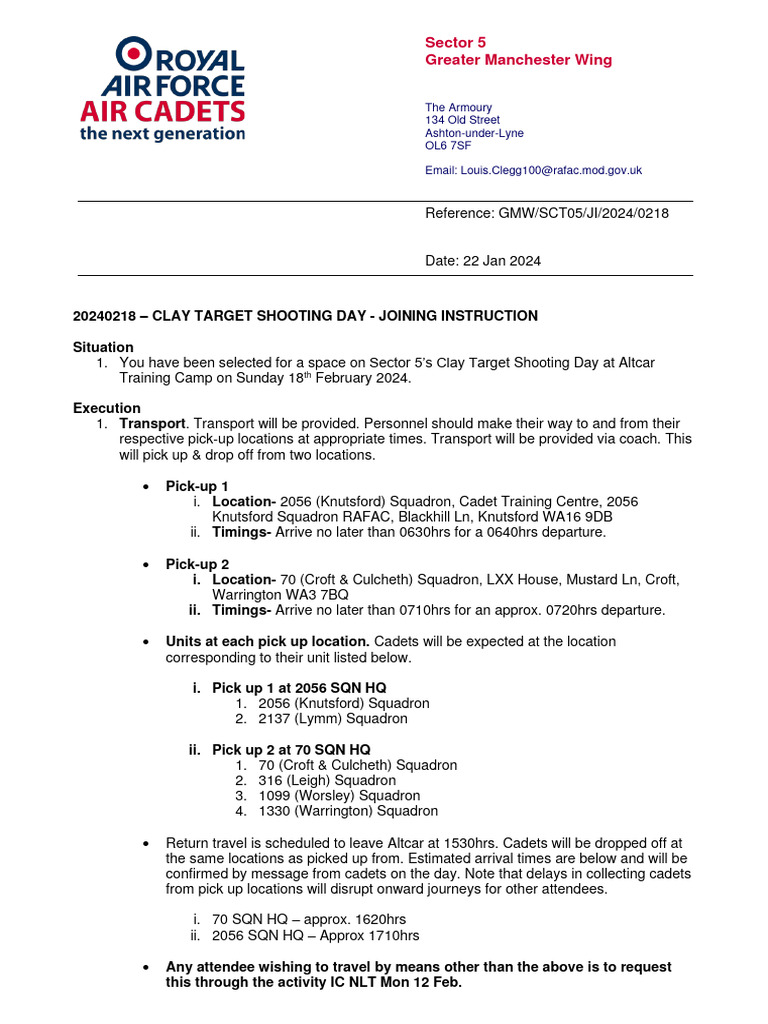 SCTR5 CTS Day - Joining Instruction | PDF | Aviation | Military