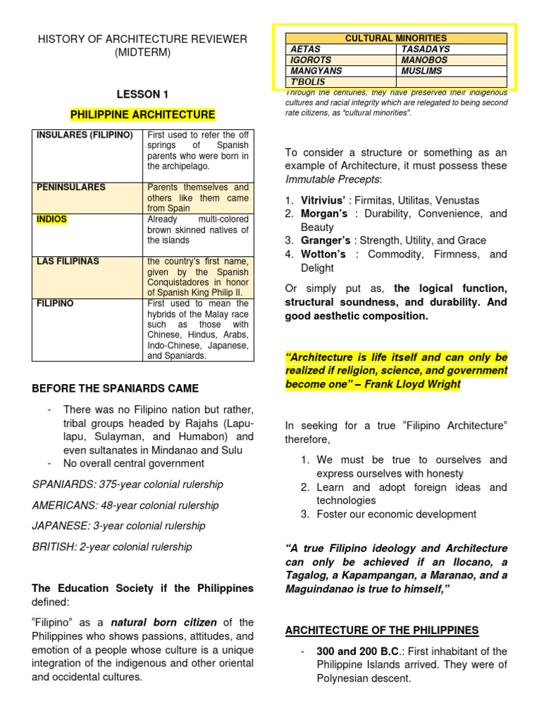 History of Architecture Reviewer | PDF | Philippines