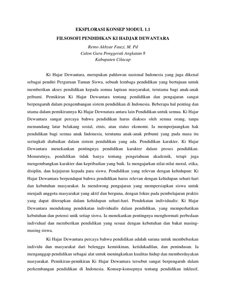 Eskplorasi Konsep Modul 1.1 - Filosofis Pendidikan KHD | PDF