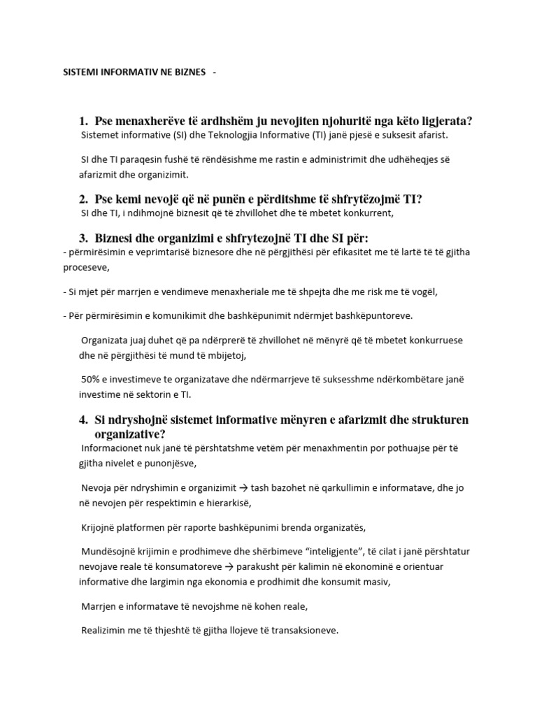 Sistemi Informativ Ne Biznes | PDF