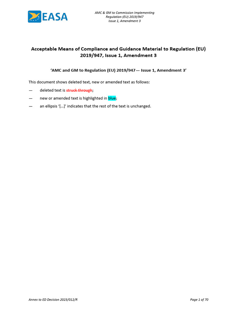 AMC GM To Part UAS Issue 1 Amendment 3 Download Free PDF Aviation