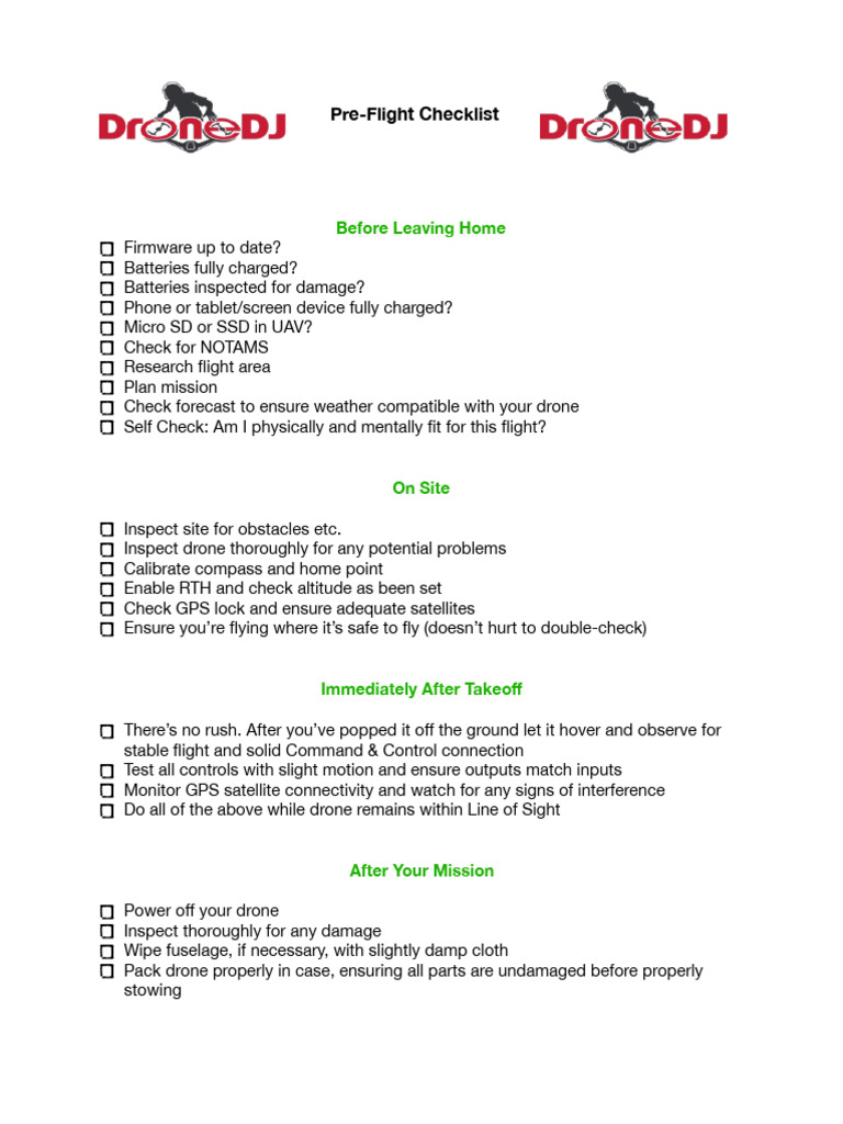 DroneDJ Preflight Drone Checklist 1 | PDF