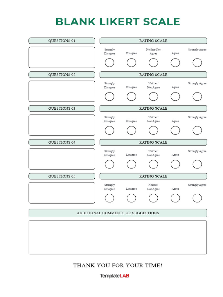 Blank Likert Scale Template | PDF | Likert Scale | Computing