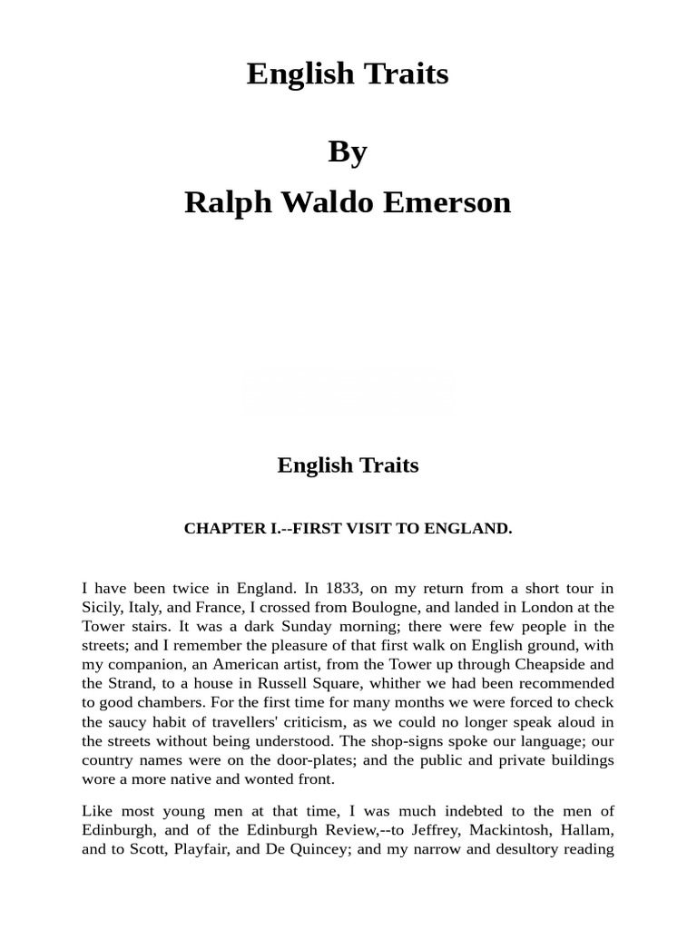 English Traits - Ralph Waldo Emerson | PDF | Trinity | Poetry