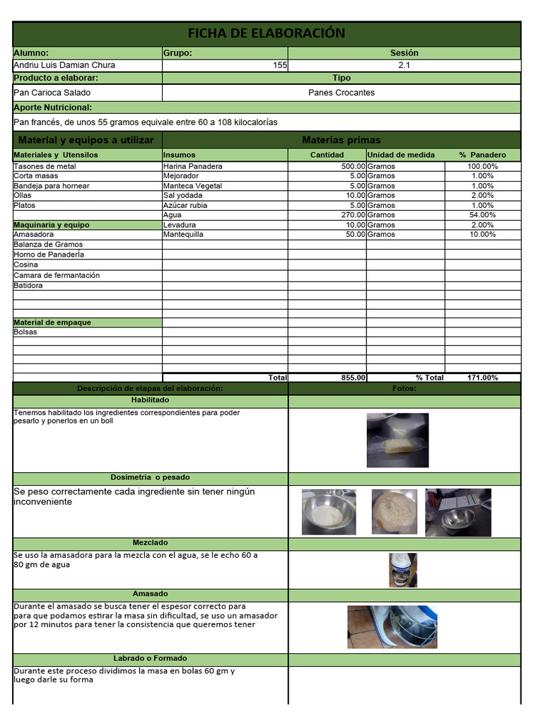 Pan Carioca - Grupo 155 - Andriu Luis Damian Chura | PDF | Panes ...