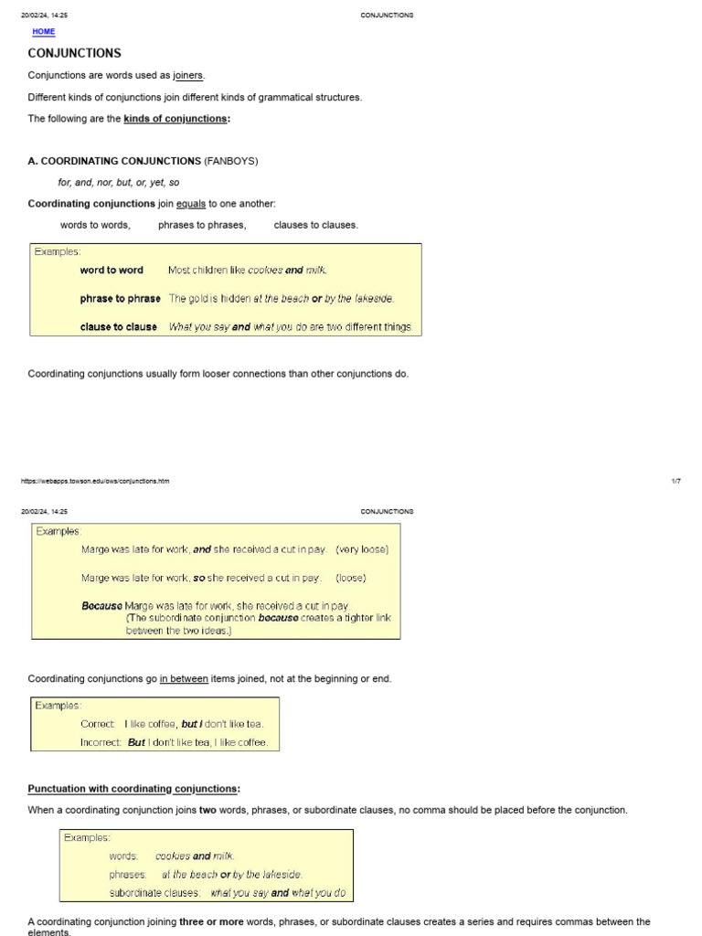 CONJUNCTIONS | PDF | Semiotics | Syntax