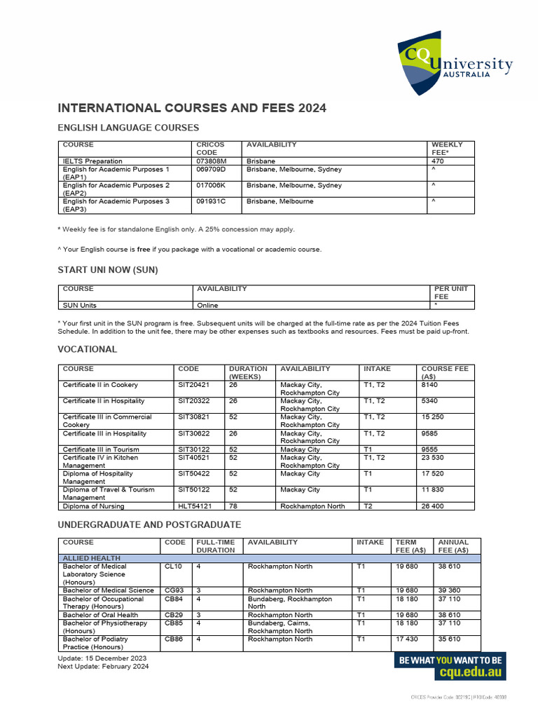 International Courses and Fees 2024 | Download Free PDF | Bachelor's Degree