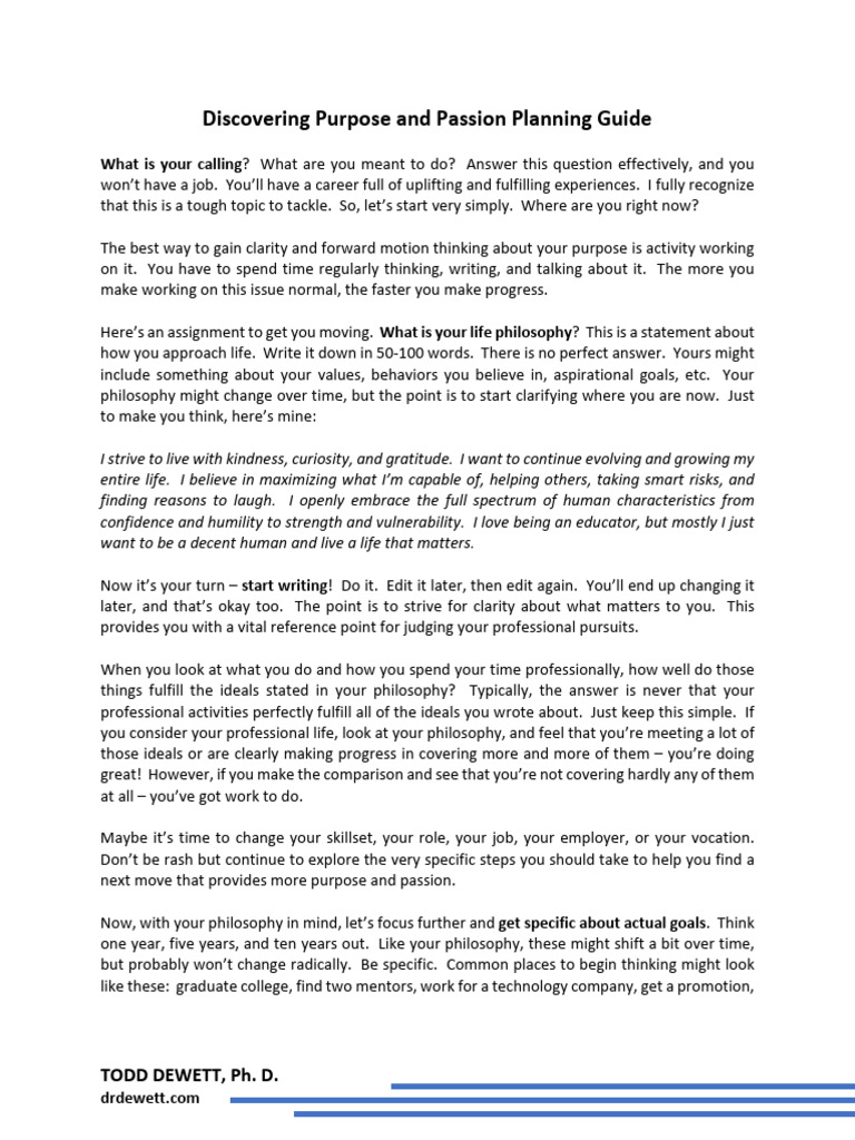 Discovering Your Purpose and Passion | PDF | Psychological Concepts ...