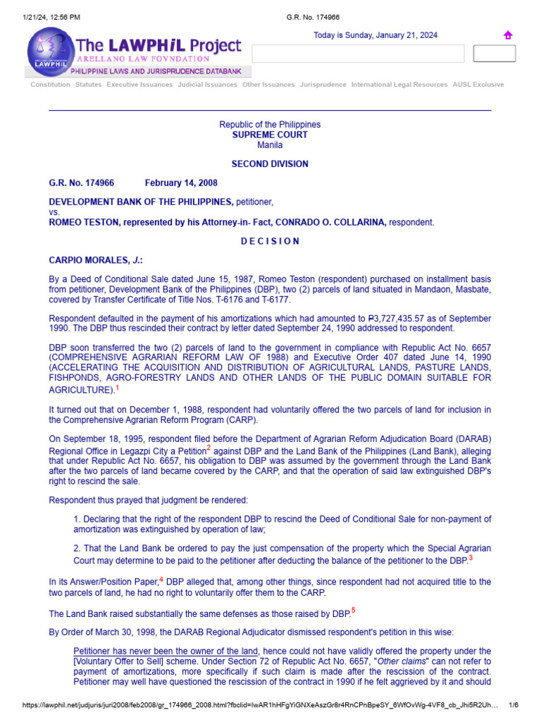 DBP Vs Teston | PDF | Appeal | Pleading
