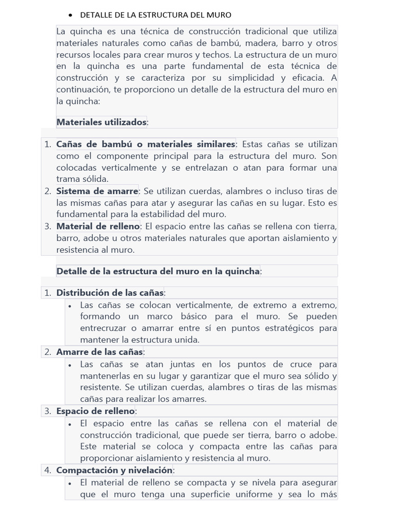 Detalles Constructivos de La Quincha | PDF | Fundación (Ingeniería ...