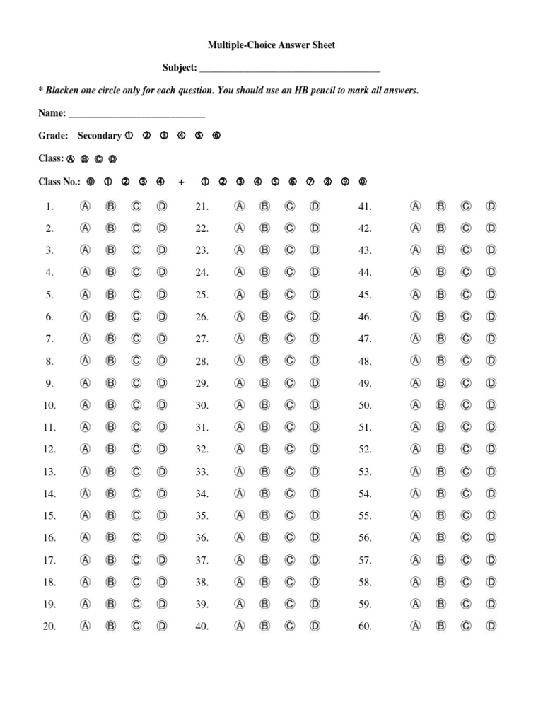 120-Question MC Answer Sheet | PDF