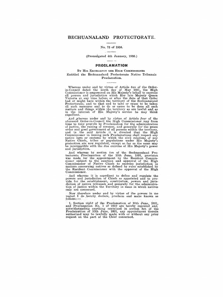 Proclamation, No. 75 of 1934 | PDF | Magistrate | Judgment (Law)