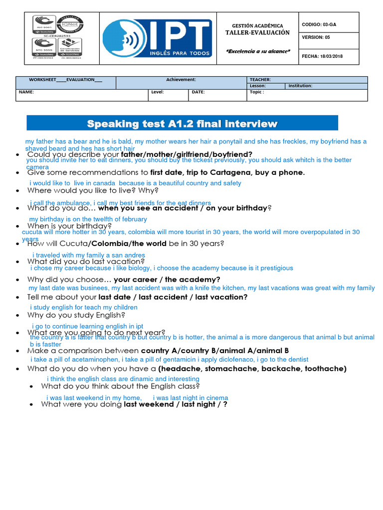 A1.2 - Interview | PDF