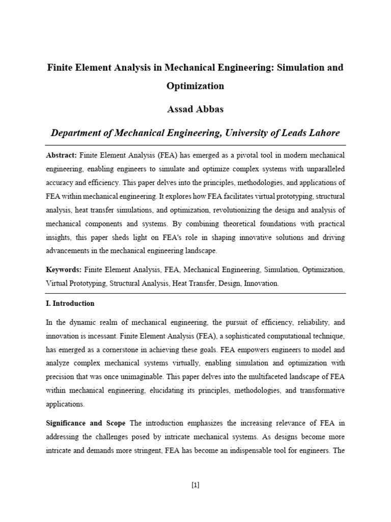 35.finite Element Analysis in Mechanical Engineering Simulation and Optimization | PDF | Finite ...