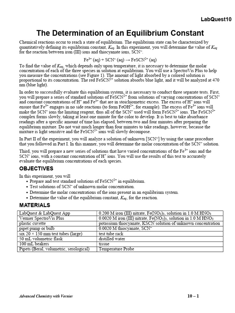 Unit 6 Keq Lab | PDF | Chemistry | Physical Sciences