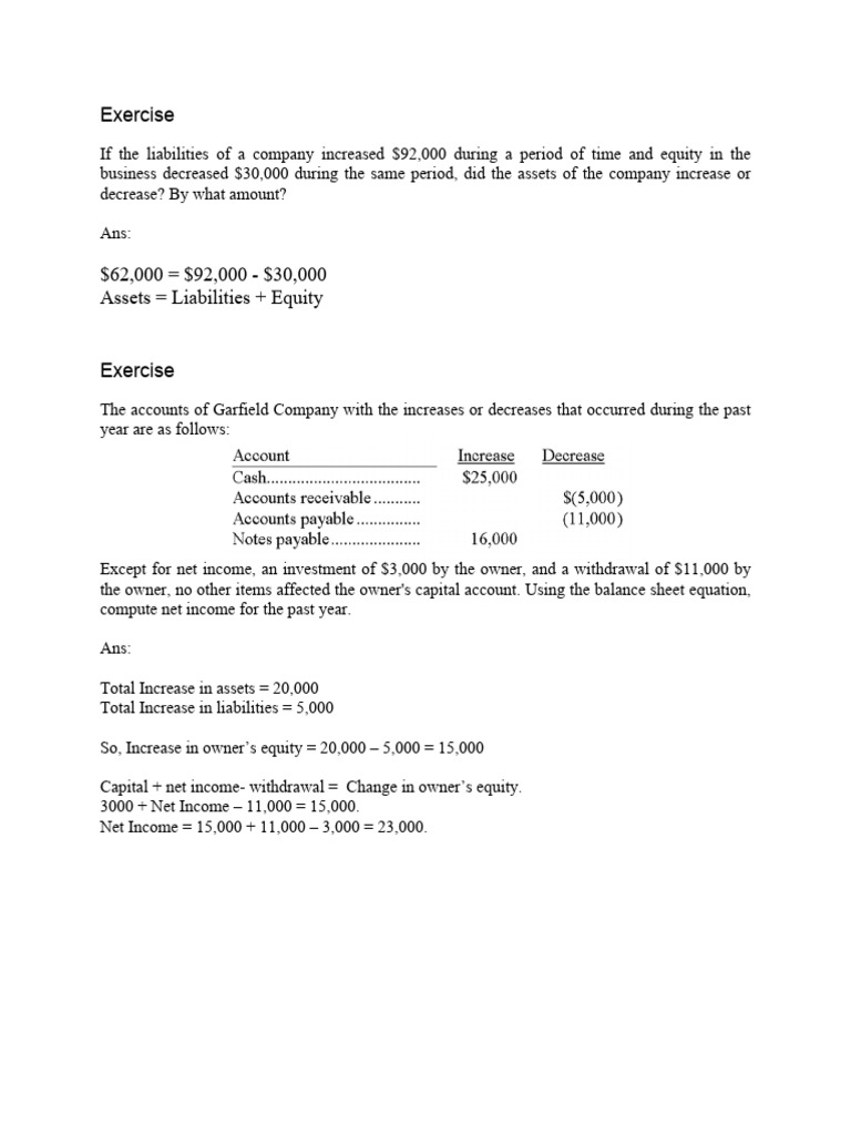 Exercise | PDF | Equity (Finance) | Expense