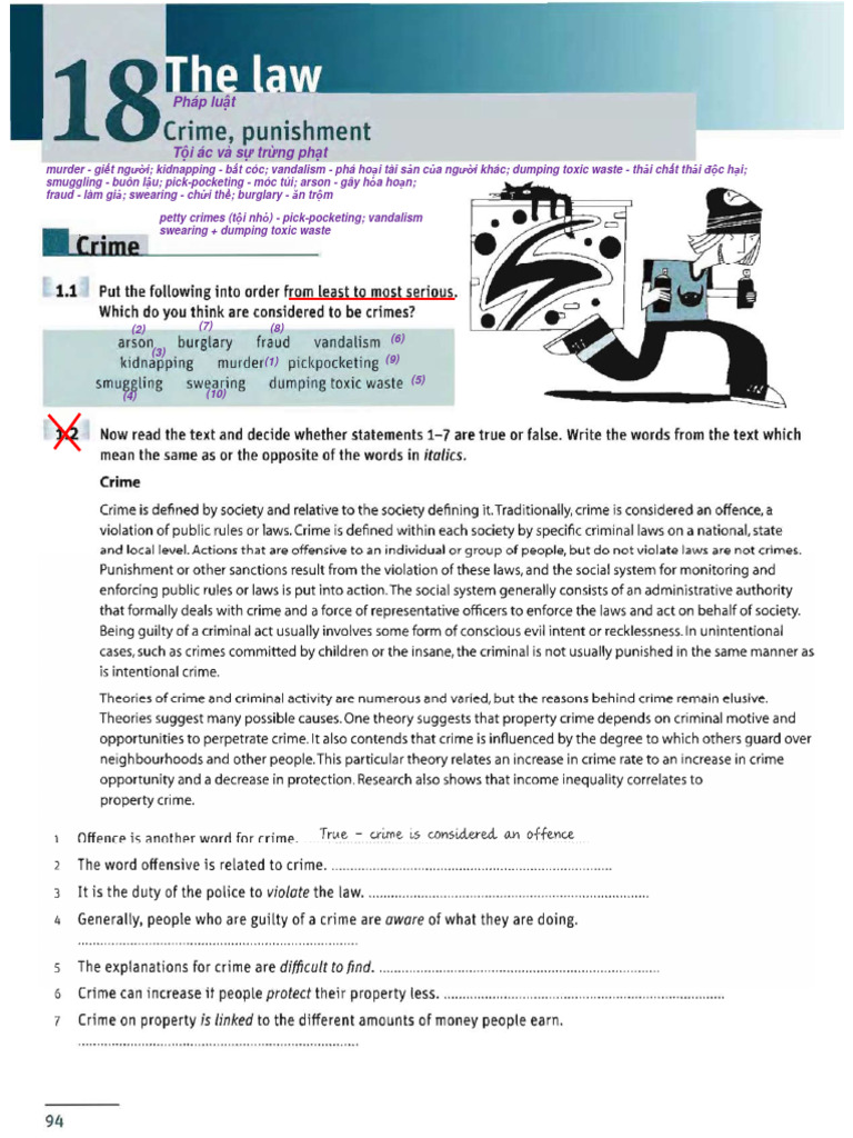 Unit 18 - The Law - Crime and Punishment | PDF