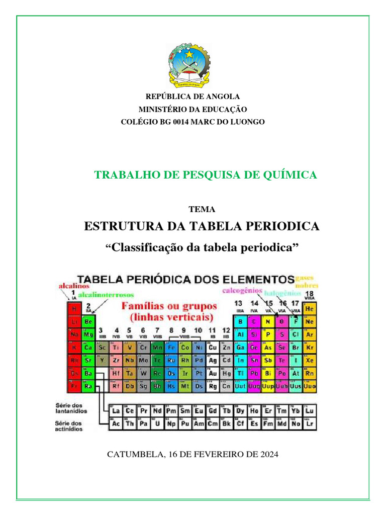 Estrutura Da Tabela Periodica | PDF | Tabela periódica | Átomos