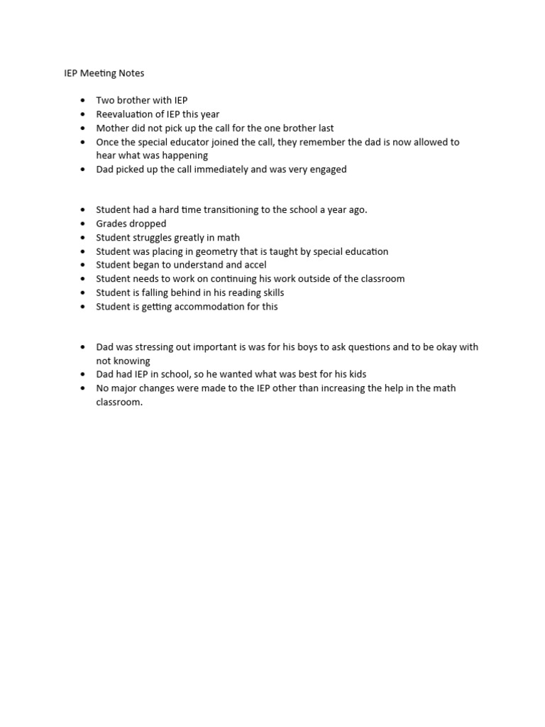 Iep Meeting Notes | PDF