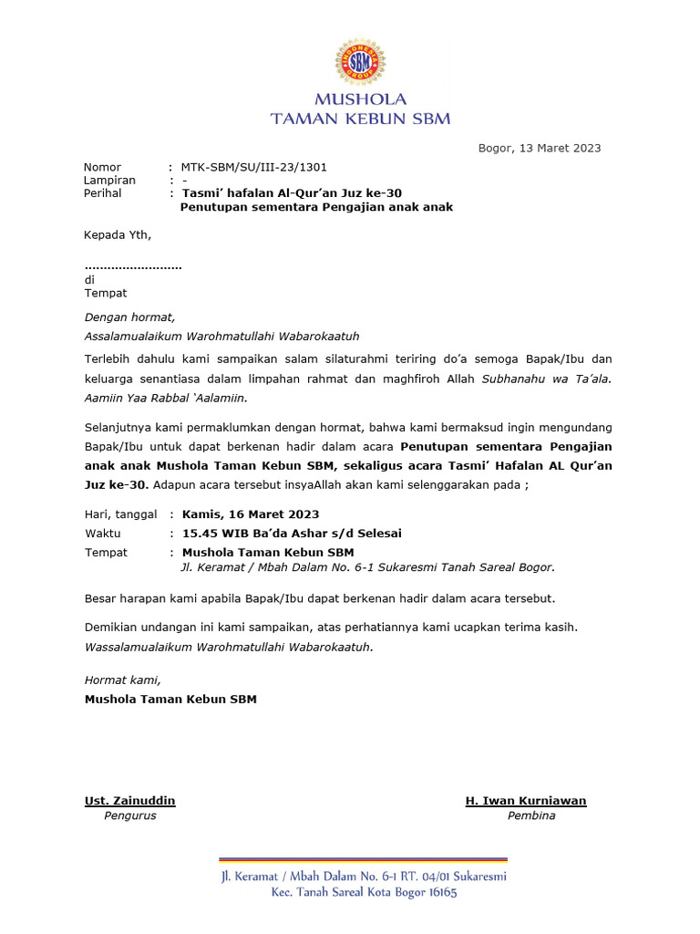 Undangan Tasmi | PDF